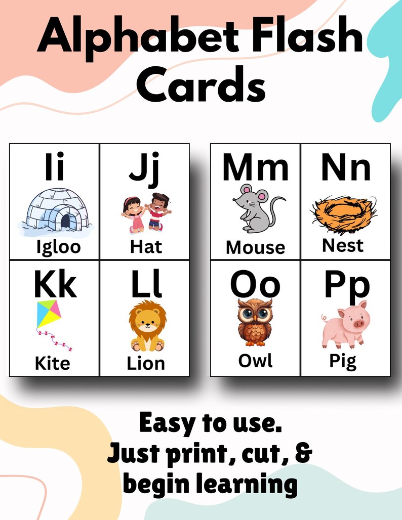 Toddler Alphabet Cards, Flashcards, Pictures Flash Cards, Abc's ...