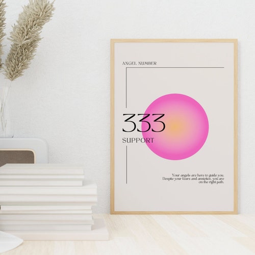 333 Print Angel Numbers Poster Gradient Wall Art Spiritual - Etsy