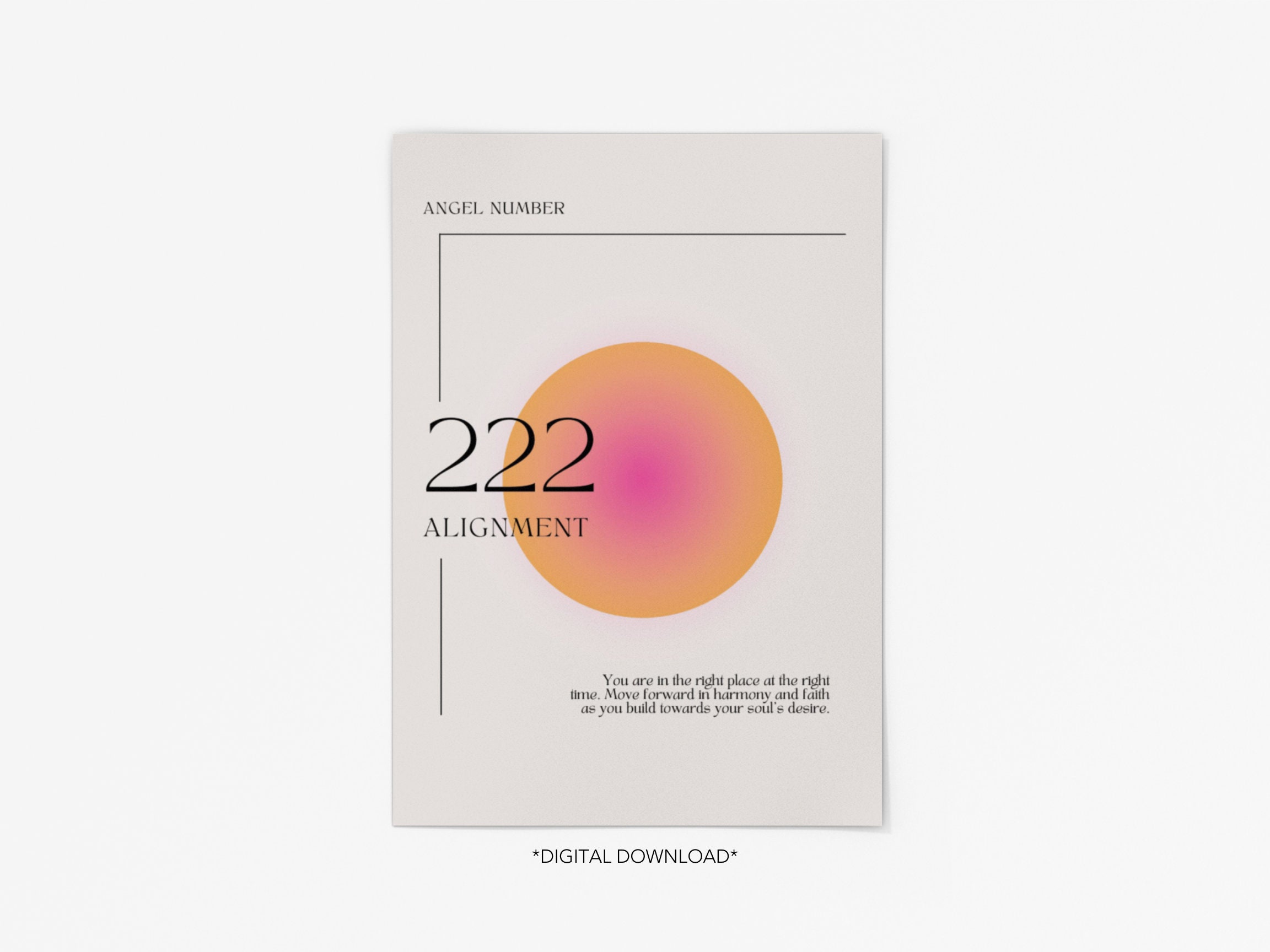 Home & Living Wall Hangings Angel Number 222 Alignment Printable Wall ...