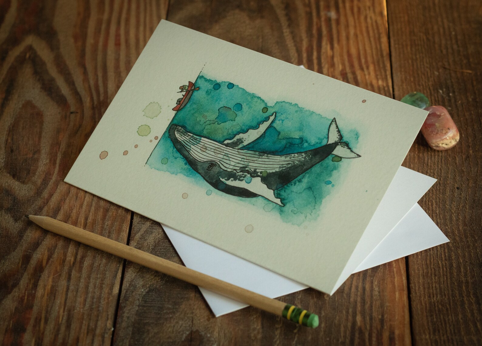 Humpback Whale and Canoe Blank Greeting Card 4.5 X 7 - Etsy