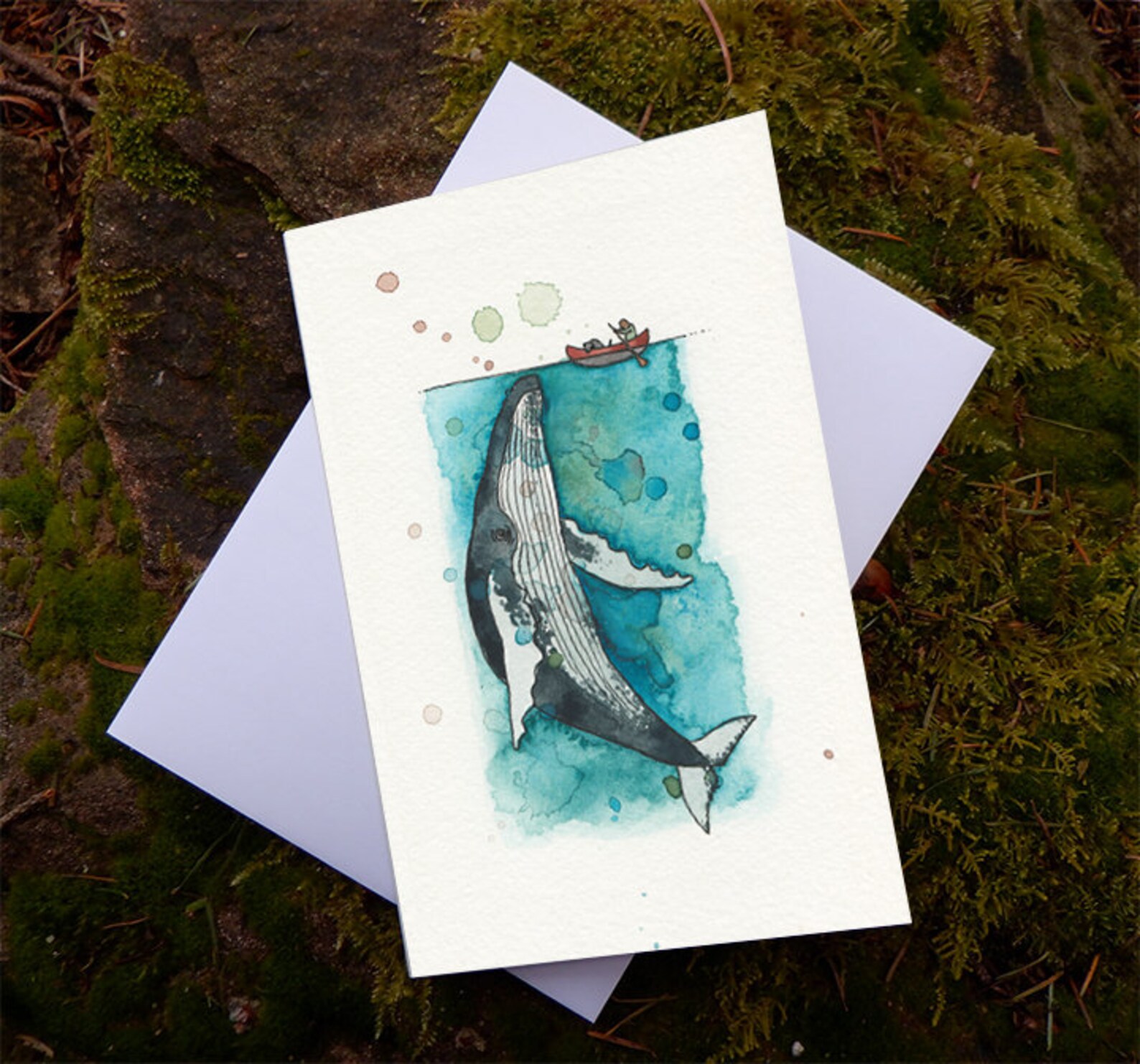 Humpback Whale and Canoe Blank Greeting Card 4.5 X 7 - Etsy