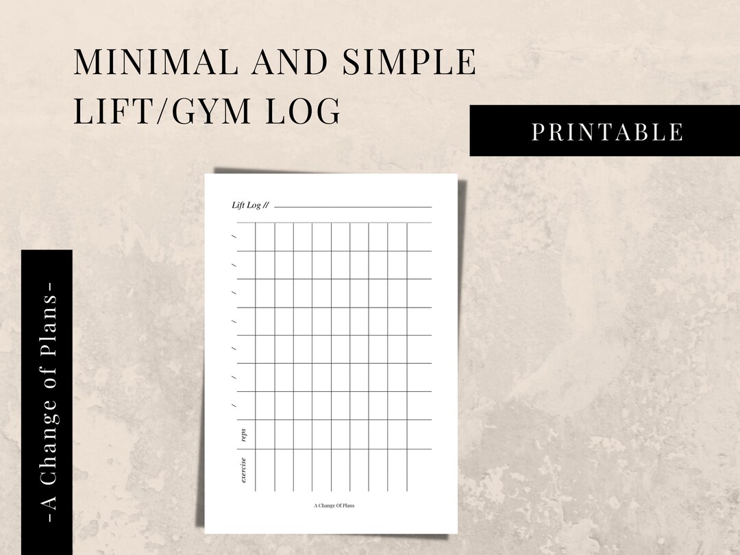 A5 Minimal Lift Log, Fitness Planner, Gym Log- A5 Download, Printable ...
