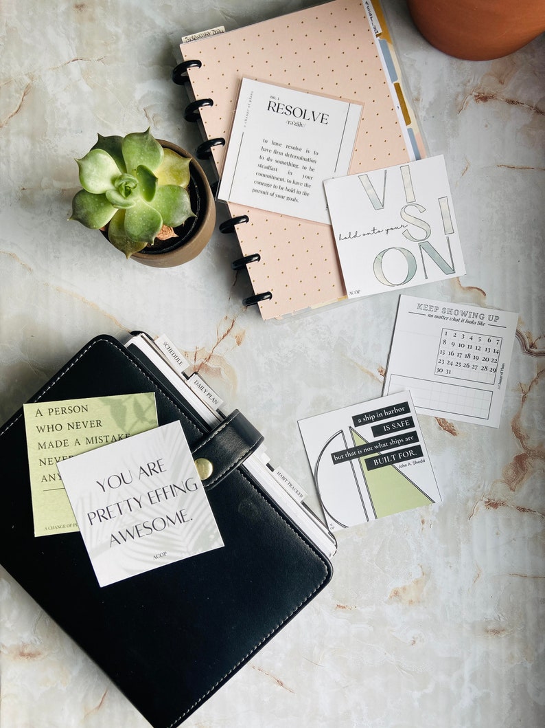 PLANNER CARDS - Motivational Minimal Planner Journaling Cards ...
