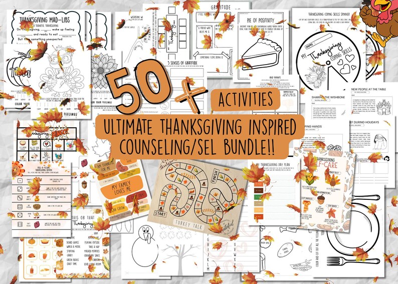 Ultimate Thanksgiving Counseling SEL Bundle | Coping Skills | Mental ...