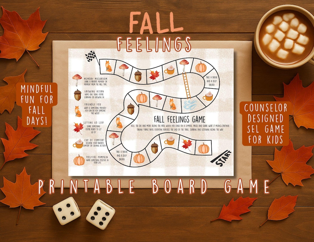 Fall Feelings Board Game | Counseling & Coping Skills | Printable ...