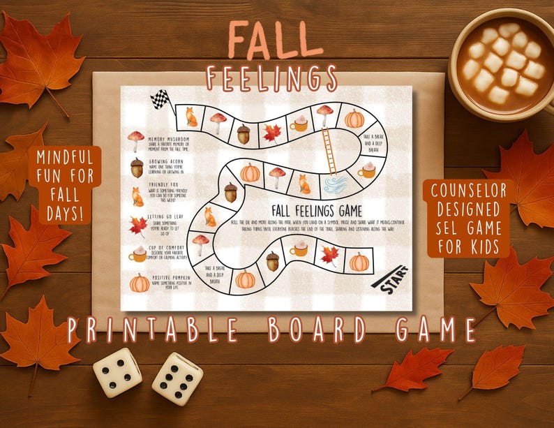 Fall Feelings Board Game | Counseling & Coping Skills | Printable ...