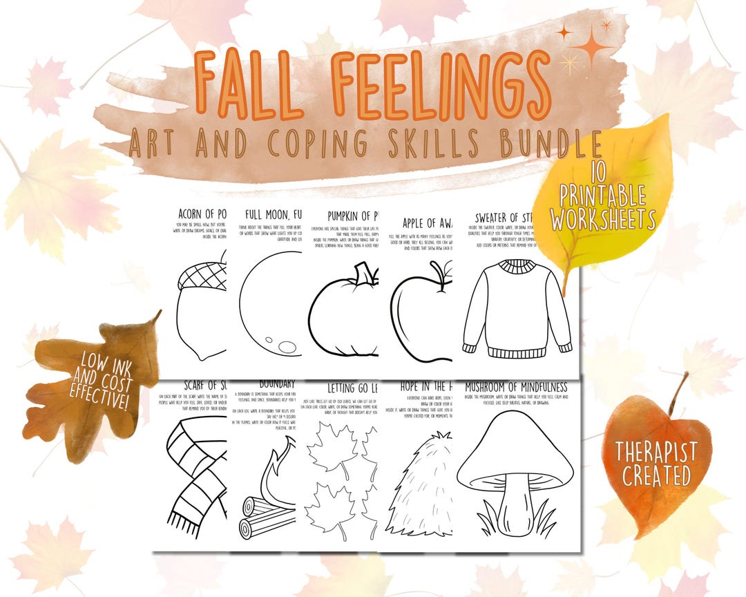 Fall Feelings Art & Coping Skills | 10 Autumn Printable Digital ...