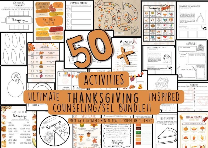 Ultimate Thanksgiving Counseling SEL Bundle | Coping Skills | Mental ...