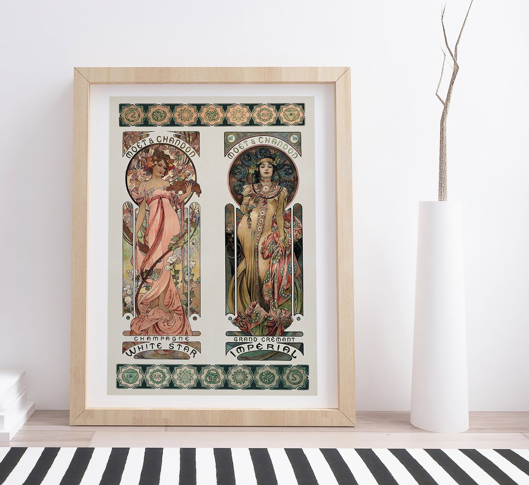 Moet Chandon by Alphonse Mucha | Vintage Advertising Poster - Etsy ...