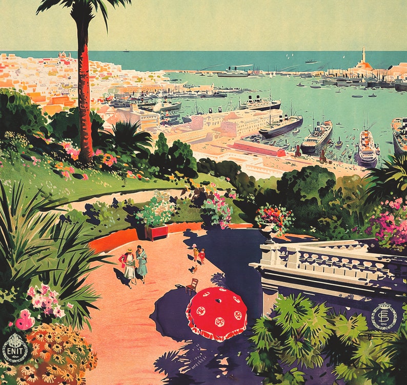 Genua by Aurelio Craffonara | Vintage Travel Poster - Etsy