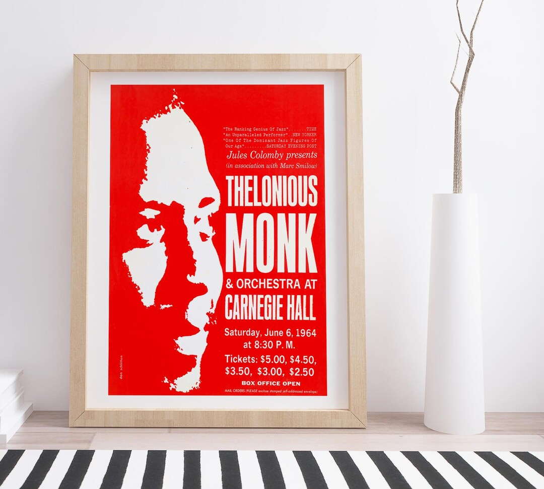 Thelonious Monk 1964 Concert Poster | Vintage Music Concert Poster - Etsy
