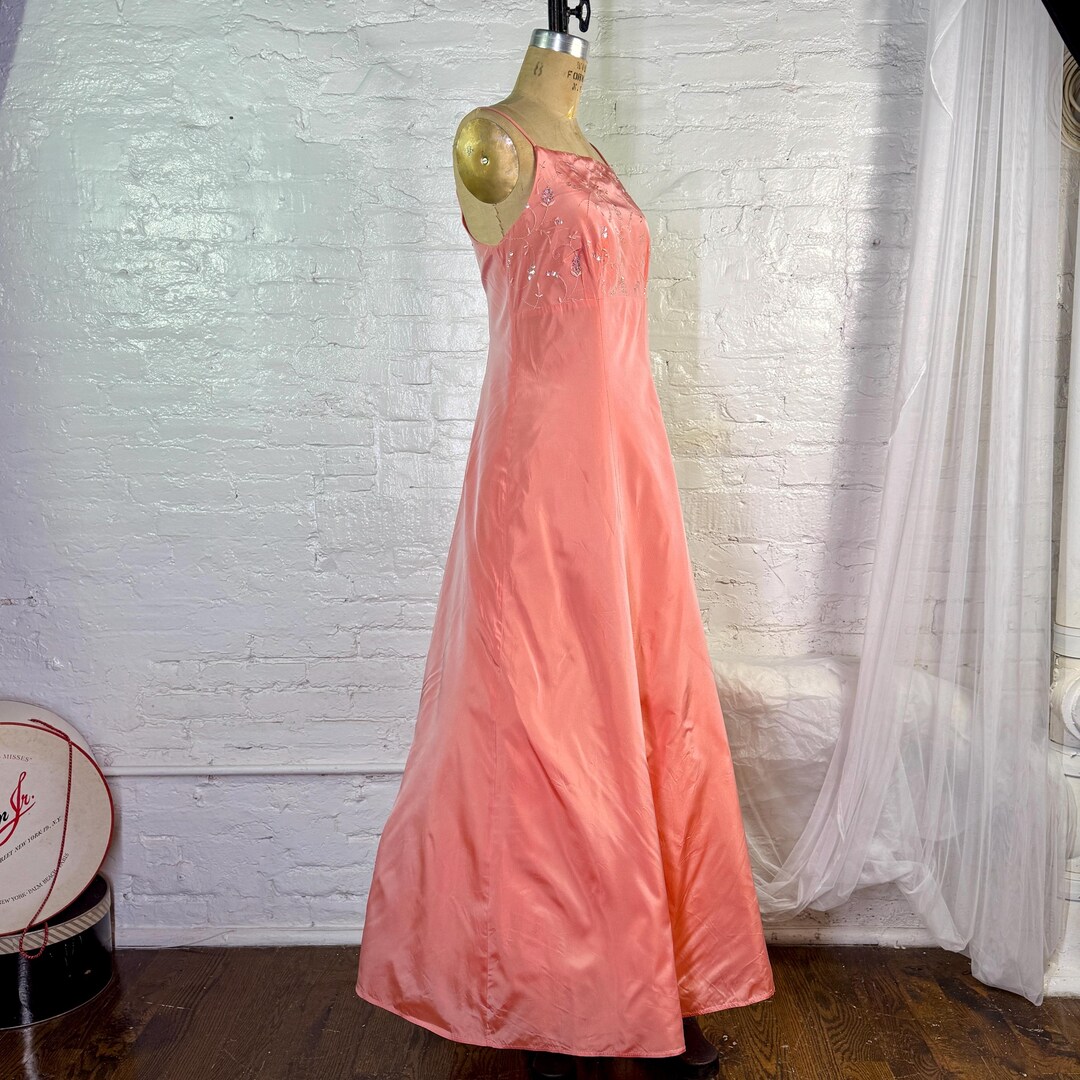 90s Vintage Pink Prom Dress M Corset Laced Back Gown W Crinoline - Etsy