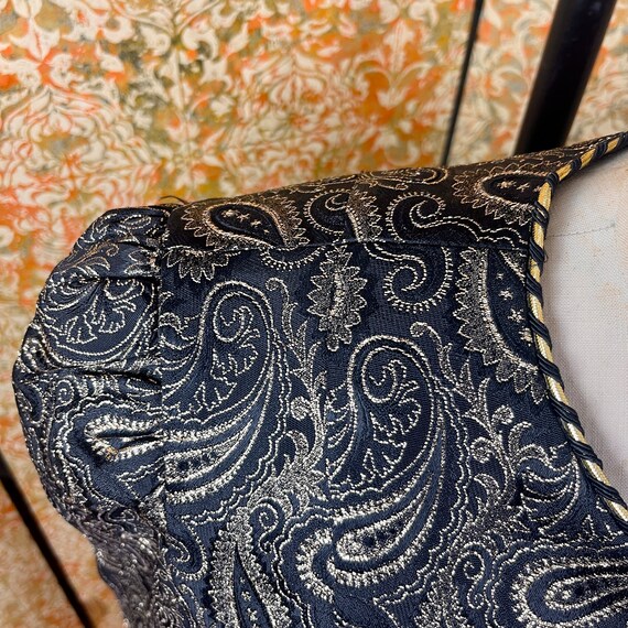 80s Gold Brocade Jacket M Metallic Paisley Jacket - Gem