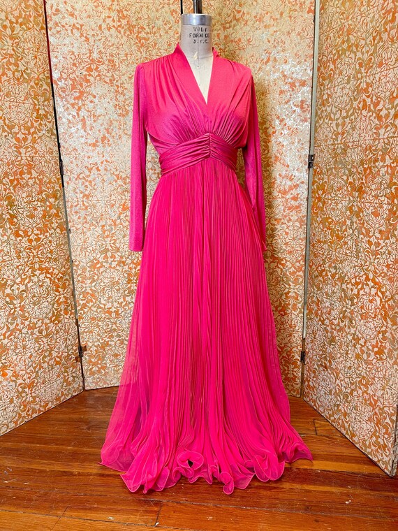 70s Miss Elliette Vintage Pink Maxi Dress - Gem