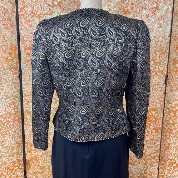 80s Gold Brocade Jacket M Metallic Paisley Jacket - Gem