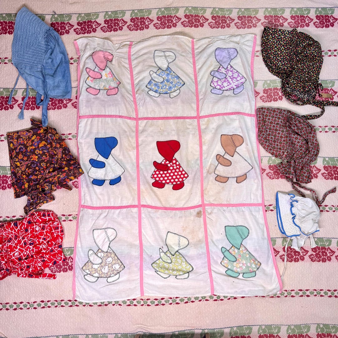 60s 70s Vintage Bonnet Calico Costume Piece - Etsy