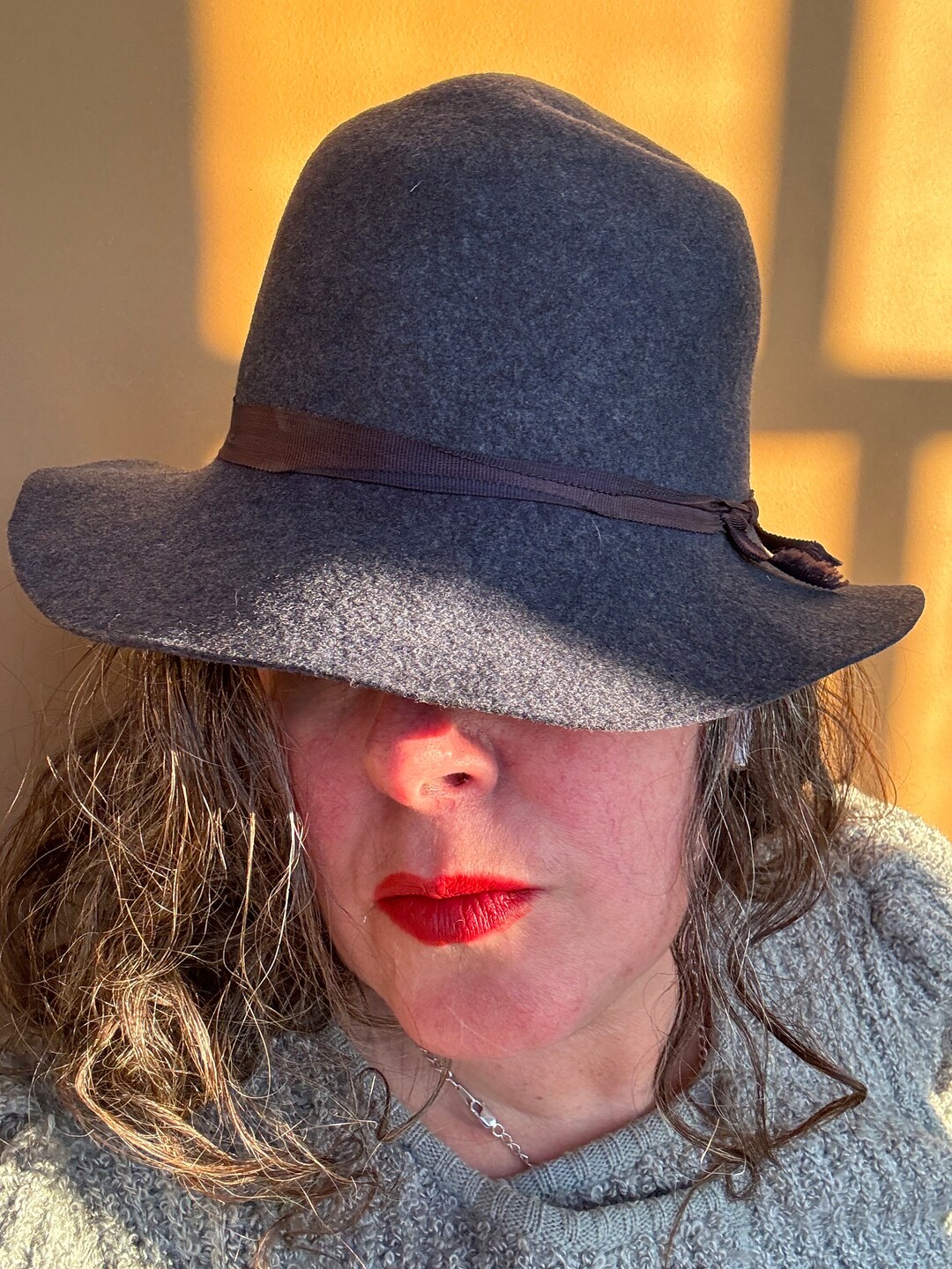 70s Vintage Slate Blue Wool Wide Brim Hat Effanem Crusher - Etsy