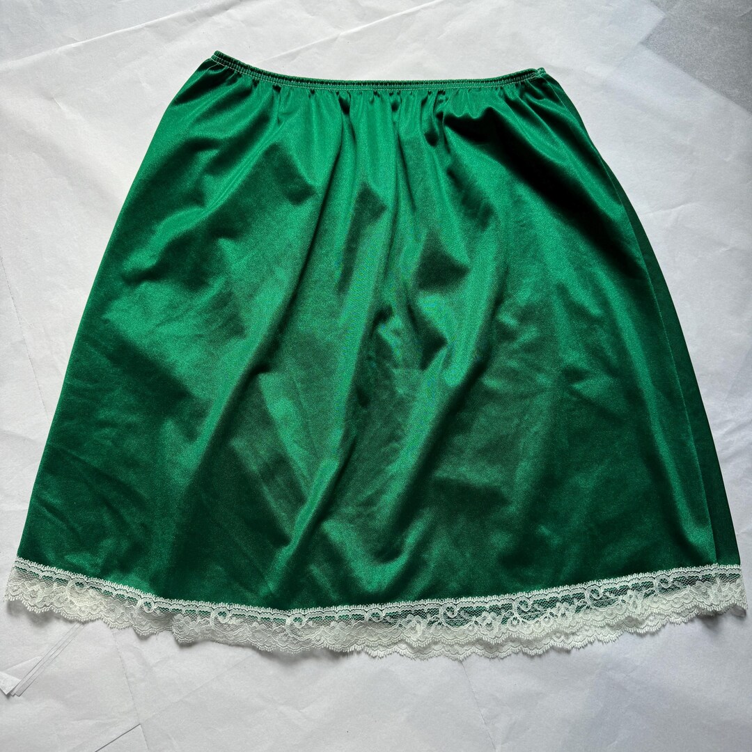 Vintage Green Mini Skirt Slip S/M Lace Half Slip - Etsy