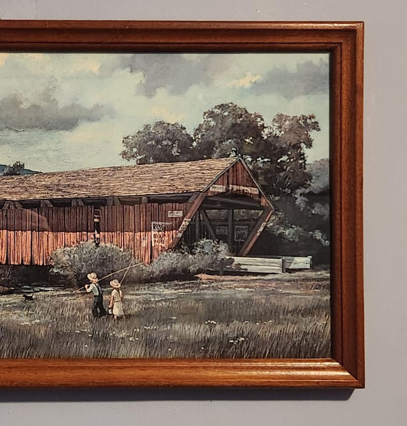 Vintage Eric Sloane Framed Print: Cornwall Bridge Covered Bridge Art - Etsy