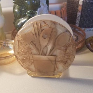 Vintage Napkin Holder Trivet Set Colorflo Resin With Kitchen - Etsy