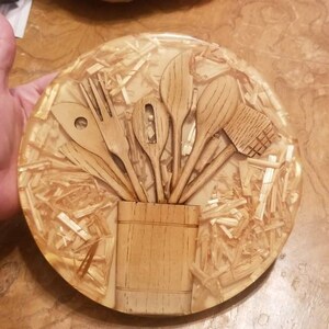 Vintage Napkin Holder Trivet Set Colorflo Resin With Kitchen Utensil ...