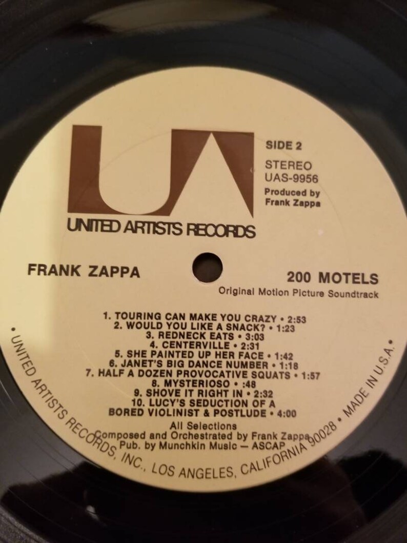 1971 Frank Zappa 200 Motels Double Vinyl Album United Artists Complete ...