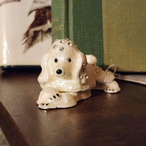 Enamel Poodle Trinket Box Jeweled Dog Figurine Hinged White Ring Box ...