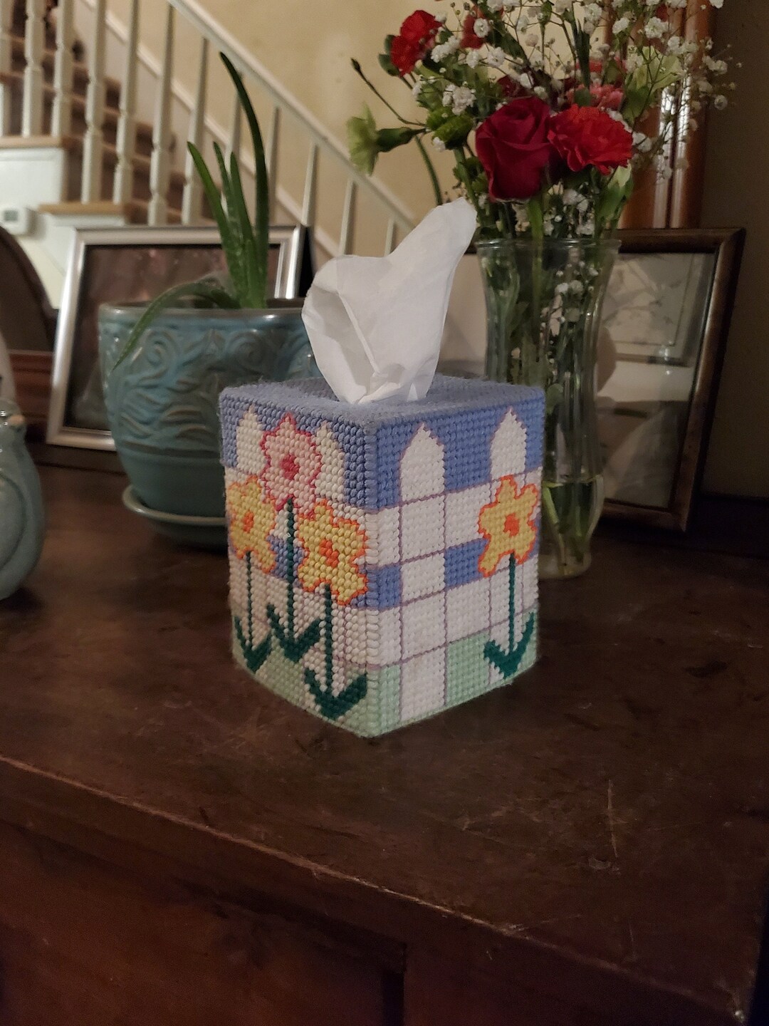 Vintage Tissue Box Cover, Handmade Tissue Box Cover Holder, MCM Floral ...