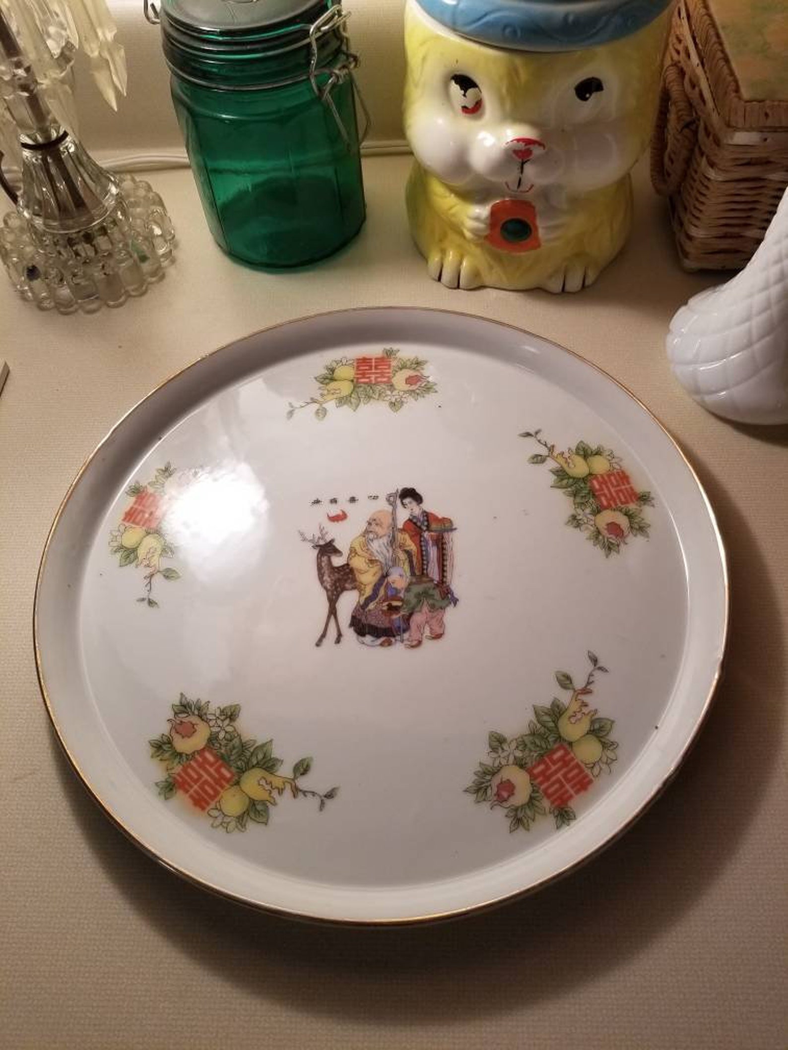 Vintage Japanese Round Tray Serving Tray Occupied Japan SKG | Etsy