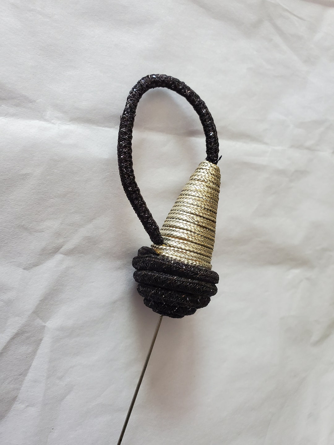 Antique Mourning Hatpin Victorian Era Hat Pin Large Ribbon Hatpin Art ...