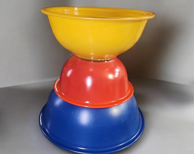 Enamel Blue Country Heart Graduated Nesting Mixing Bowls Set of 3 With ...