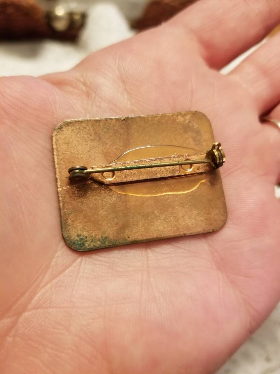 Vintage Enamel Abstract Brooch Pin Copper Brooch Rectangle | Etsy