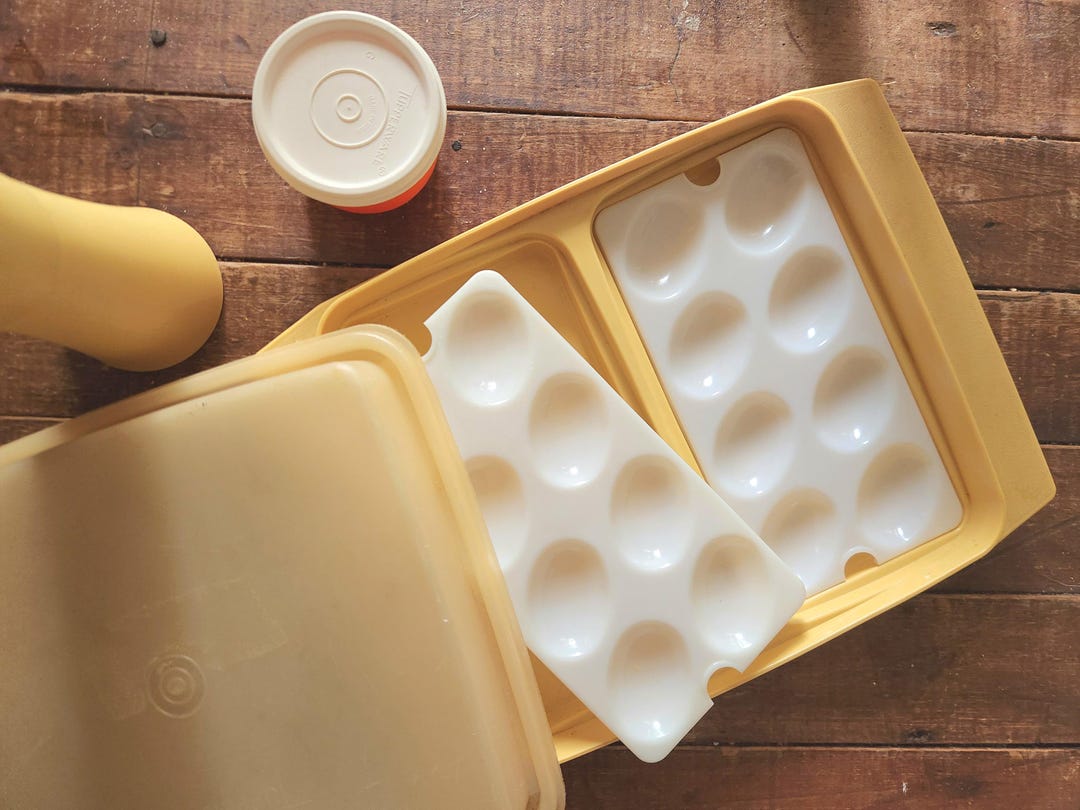 Vintage Tupperware: Mustard Yellow Egg Tray, Syrup Bottle, Shaker - You ...