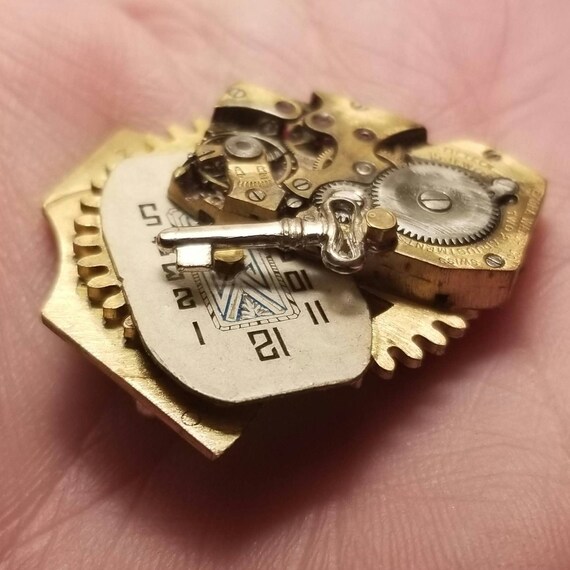 Vintage Watch Brooch Pin Original Artisan Collage Jew… - Gem