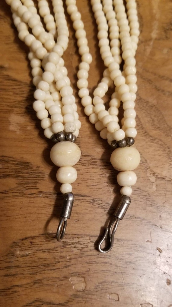 Vintage Handmade Bone Necklace Bovine and Silver Mult… - Gem