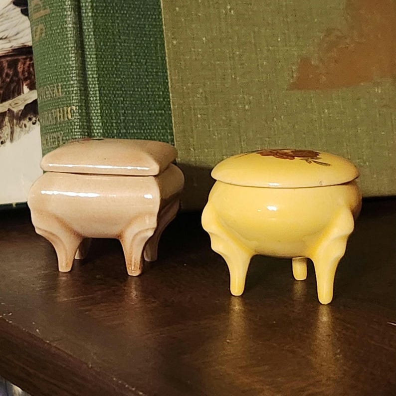 Vintage Floral Ceramic Trinket Box: Mid Century Modern Decor - Etsy