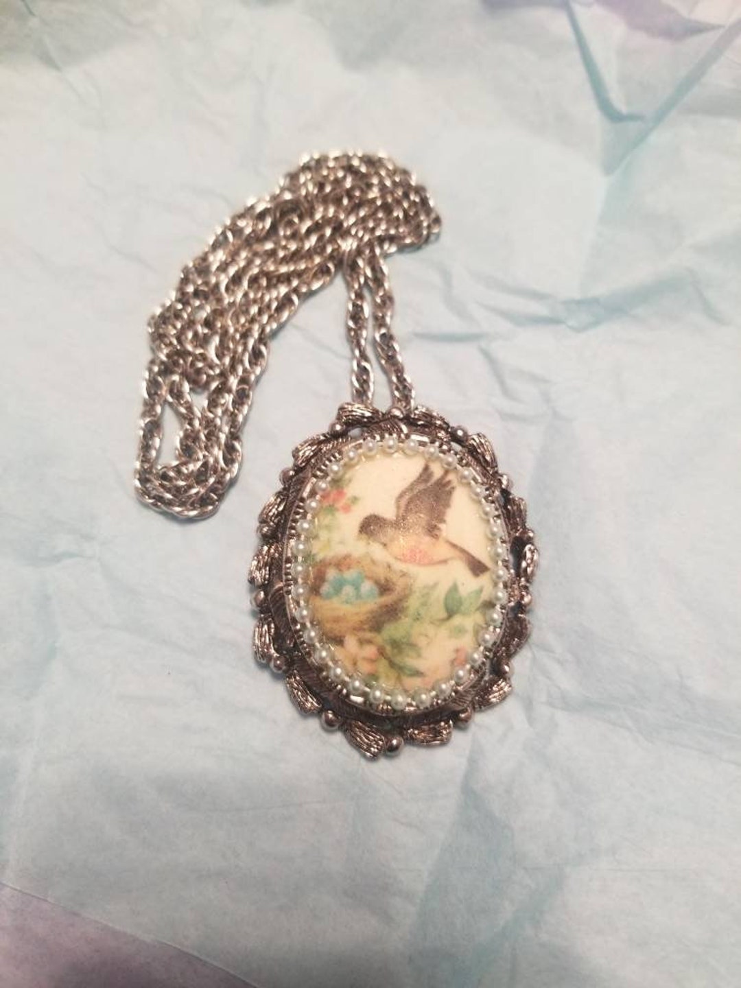 Amazing Eggshell Pendant Necklace Colorful Bird Necklace Brooch in ...