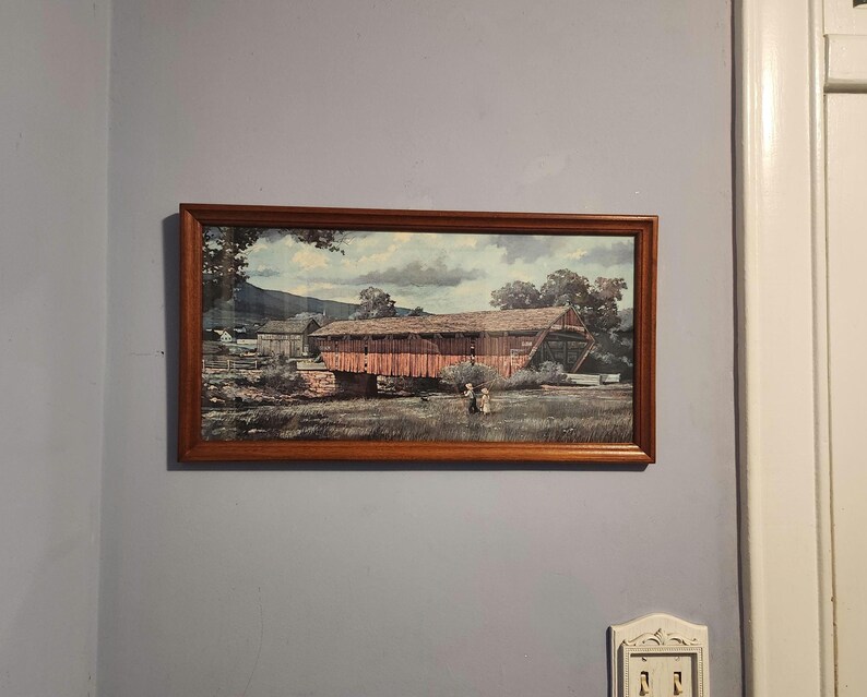 Vintage Eric Sloane Framed Print: Cornwall Bridge Covered Bridge Art - Etsy