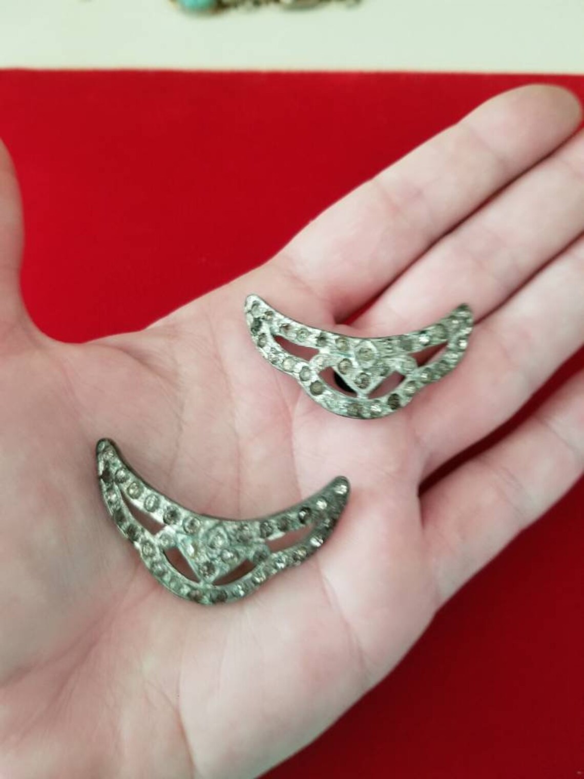 Antique Art Deco Dress Clips Paste and Silvertone Shoe Clips | Etsy