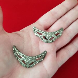 Antique Art Deco Dress Clips Paste and Silvertone Shoe Clips 2 - Etsy