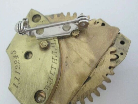 Vintage Watch Brooch Pin Original Artisan Collage Jew… - Gem