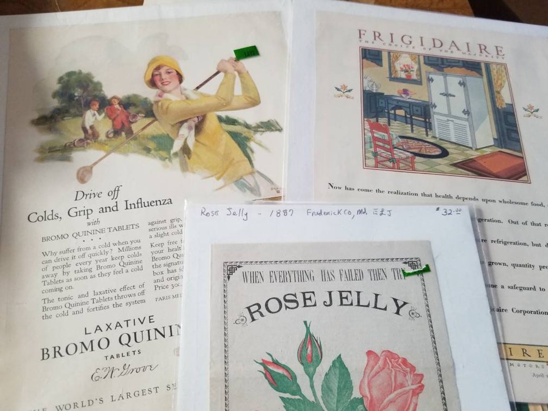 Antique Advertisements ~ 1928 Frigidaire ~ 1928 Laxative Bromo Quinine ...
