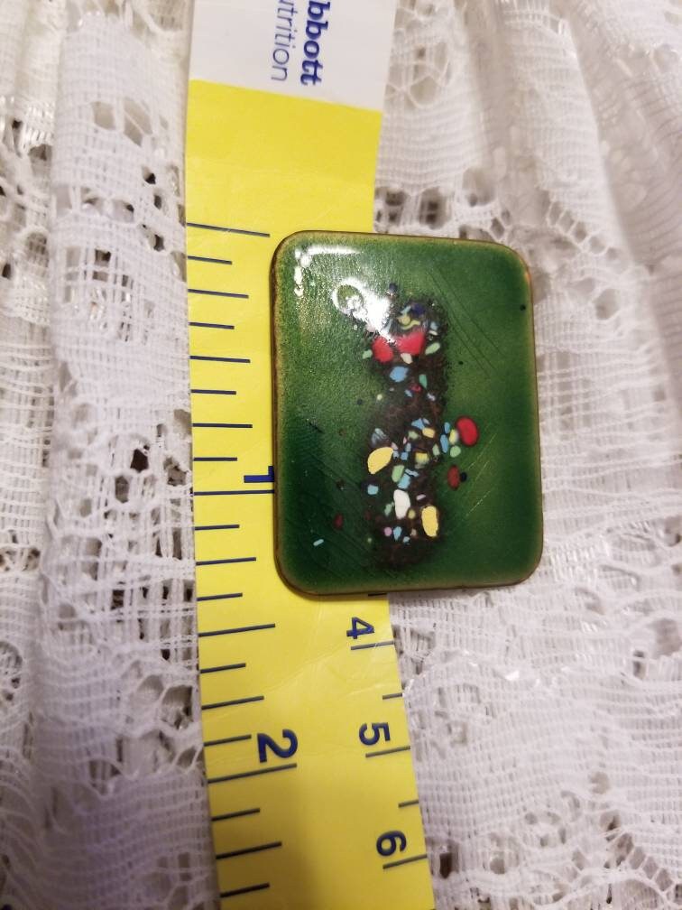 Vintage Enamel Abstract Brooch Pin Copper Brooch Rectangle | Etsy