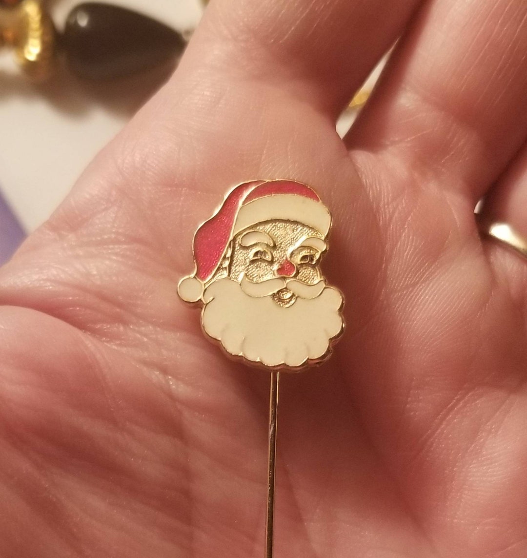 Vintage Santa Hat Pin Stick Pin 1950s Enamel on Gold Christmas - Etsy
