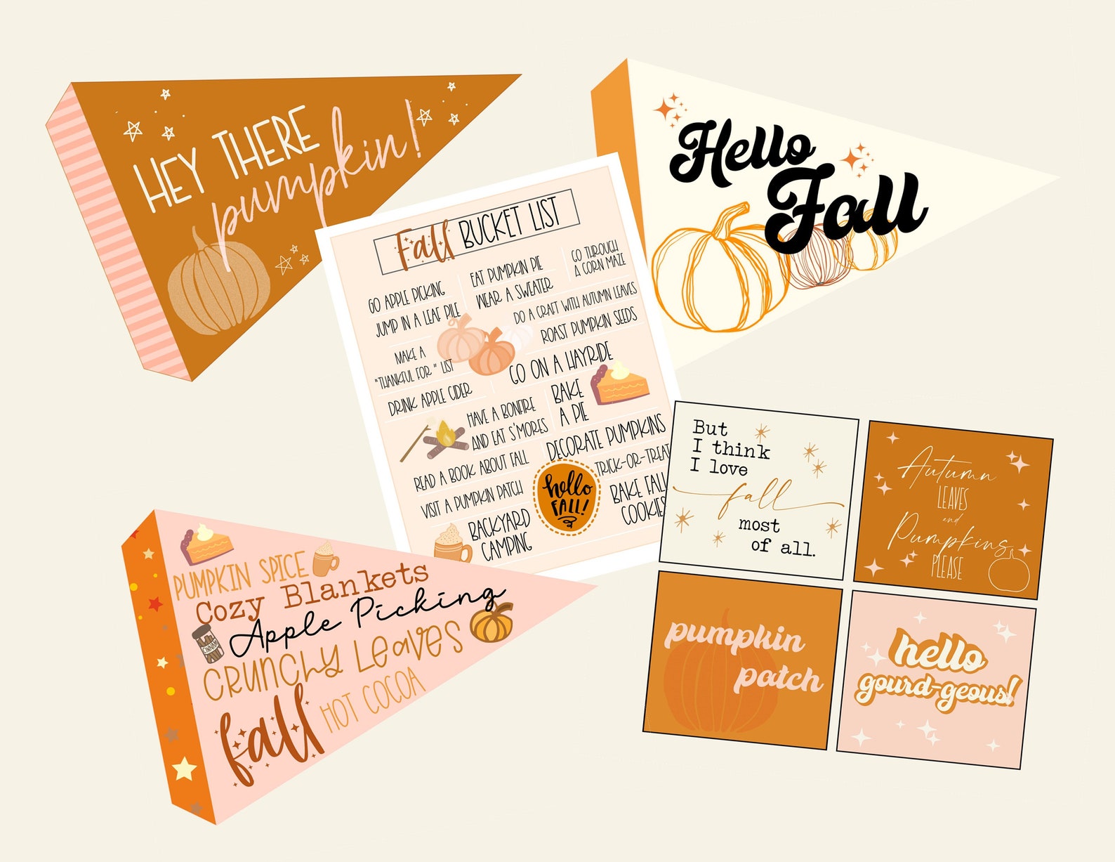 Fall Printable Pennants Fall Pennants Fall Bucket List Fall - Etsy
