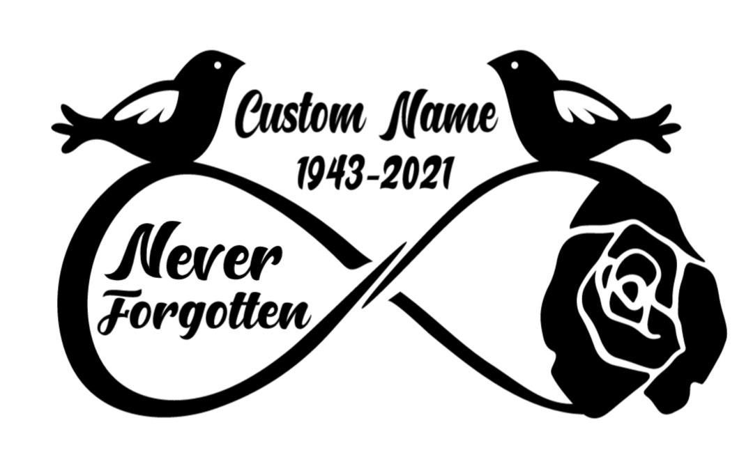 Personalized Never Forgotten Infinity Heart Rose Birds RIP Car Window ...