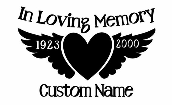 Custom in Loving Memory RIP Heart Wings Vinyl Car Window Decal - Etsy
