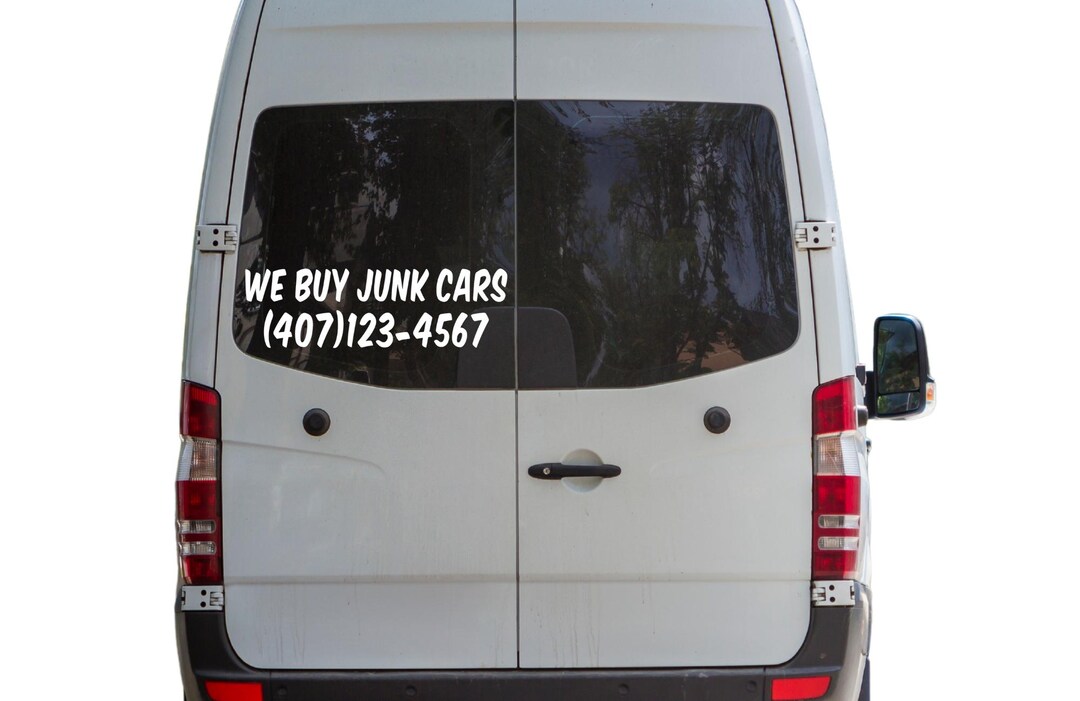 We Buy Junk Cars Decal - Custom Phone Number, Car Truck Window Sticker ...