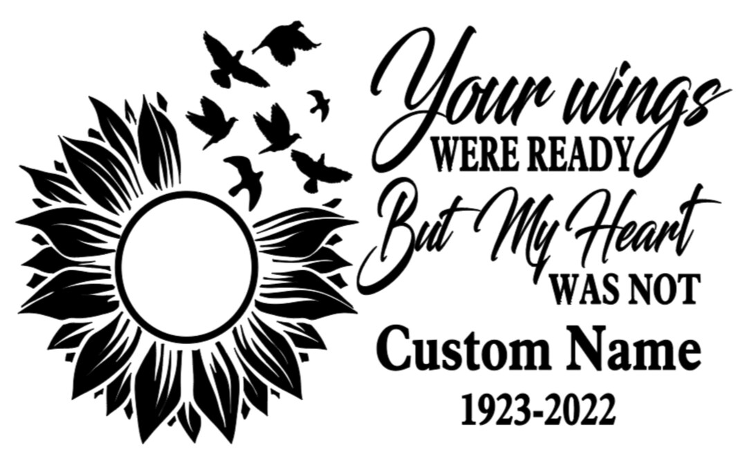 Personalized Your Wings Were Ready Memorial RIP Sunflower Bird RIP Car ...