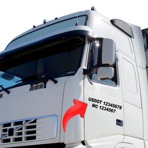 Set of 2 Custom US DOT MC Decals 2" X 20" Personalized Required Numbers ...